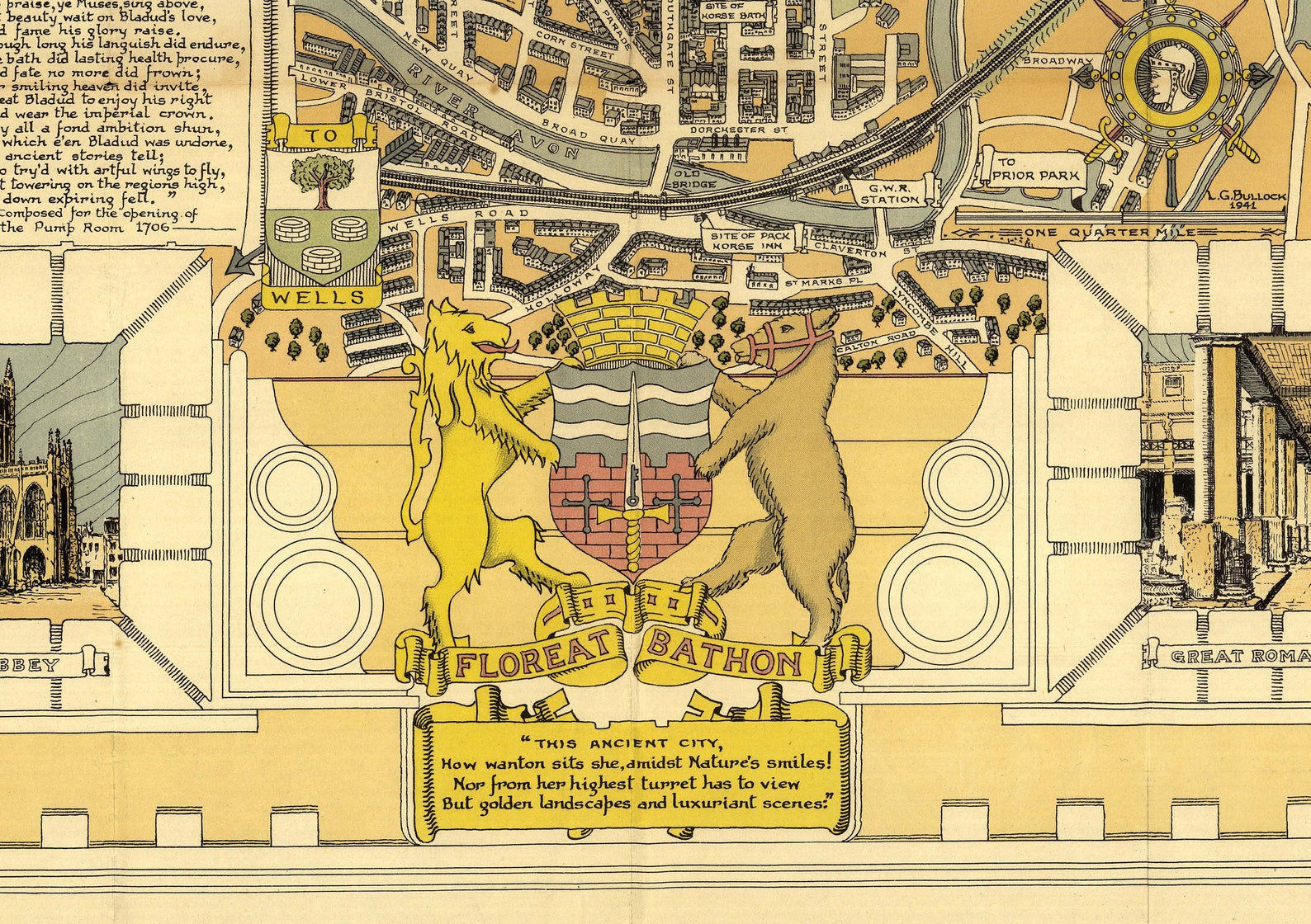 Bath Map - Pictorial Map of the Historic City of Bath -bath Illustrated ...