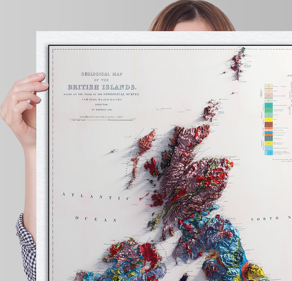 British Islands Geological Map 3D Effect Relief Print 2D - Etsy UK