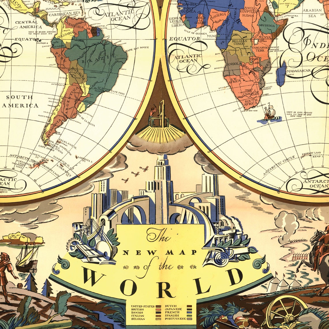 The New Map of the World Double Hemisphere World Map - Etsy UK