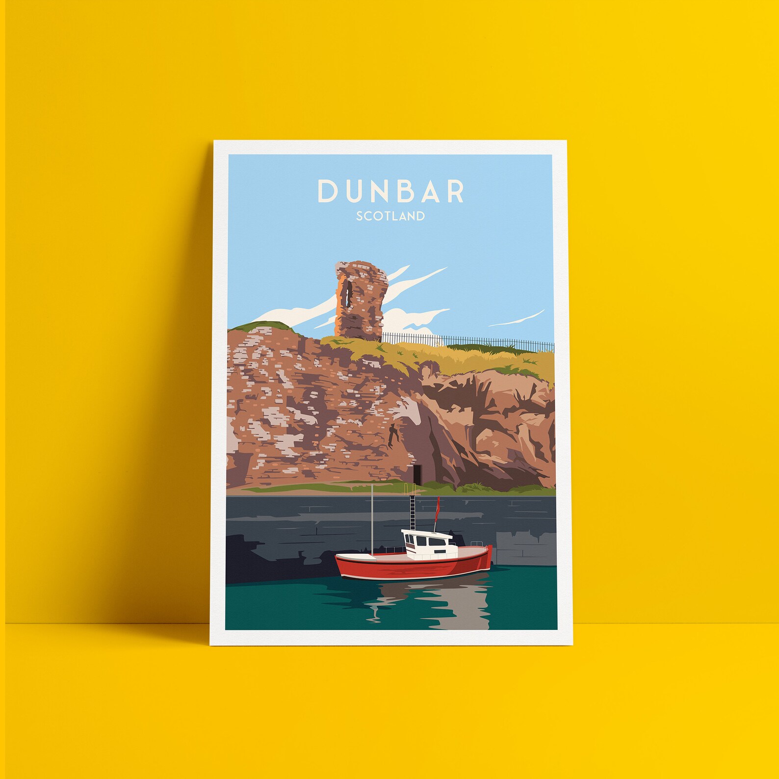 Dunbar Print - Travel Poster - Firth of Forth - Dunbar Harbour ...