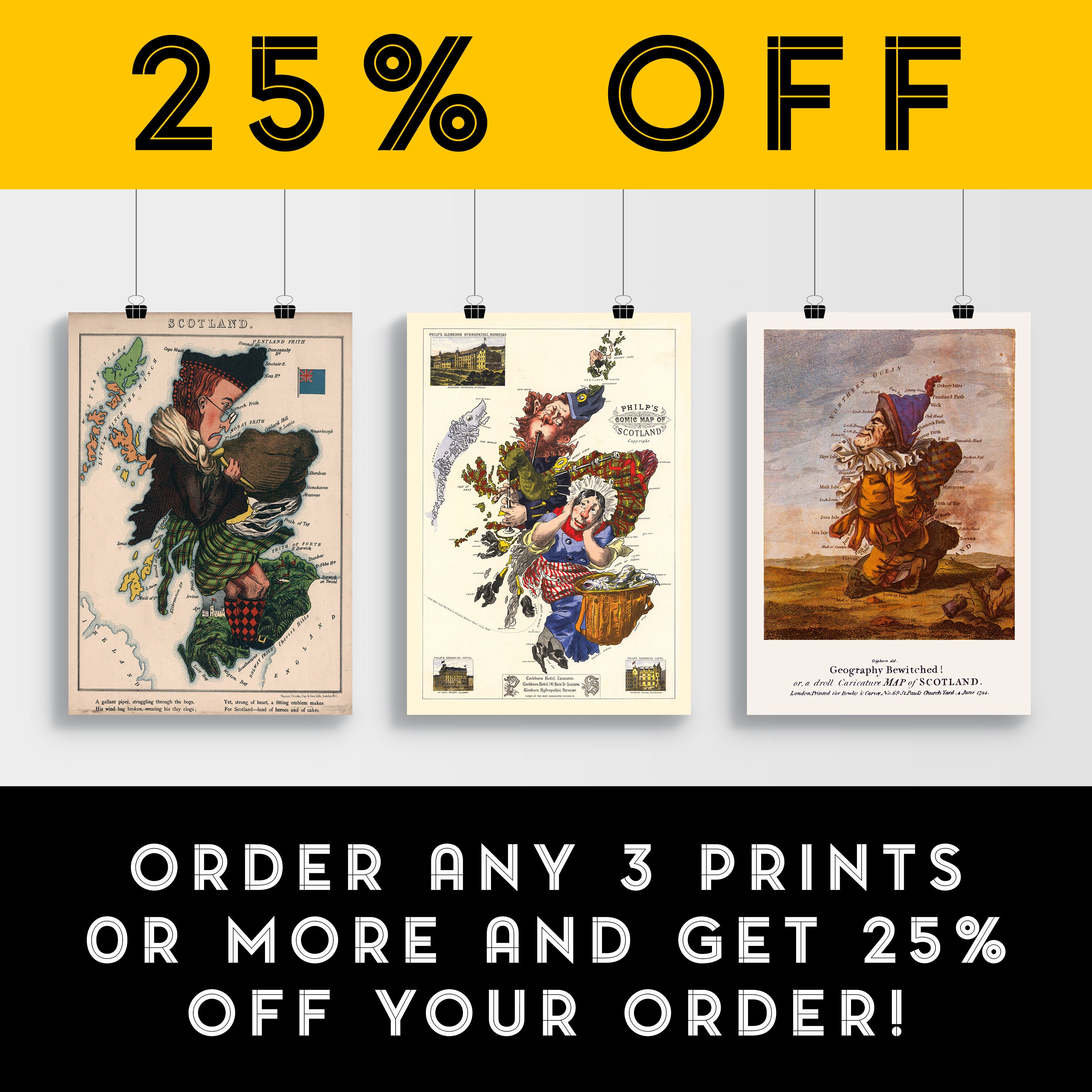 Comical Map of Scotland Philp's Comic Map of Scotland - Etsy UK