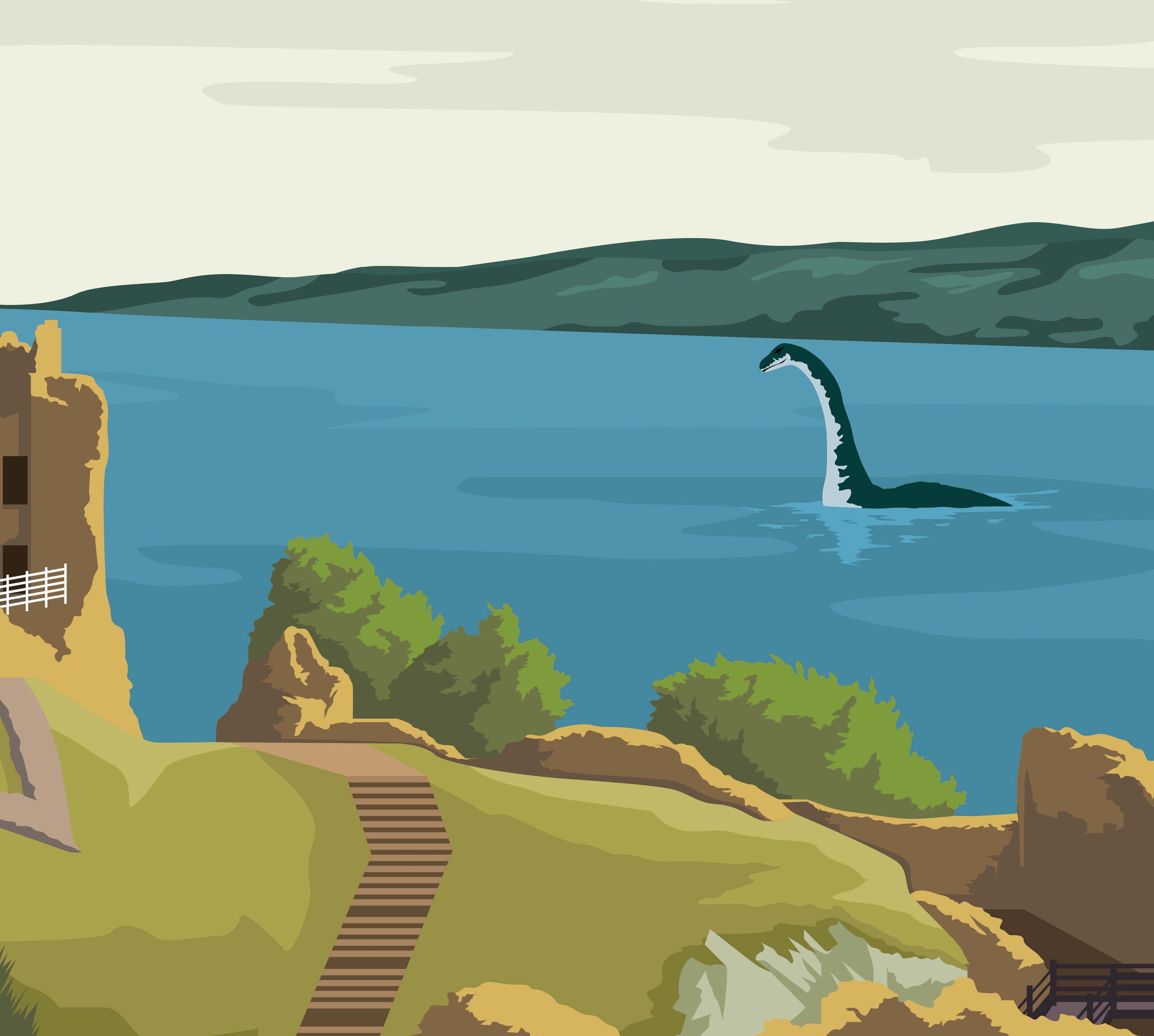 Loch Ness Monster Travel Poster - Wall Art - Home Decor - Printing ...