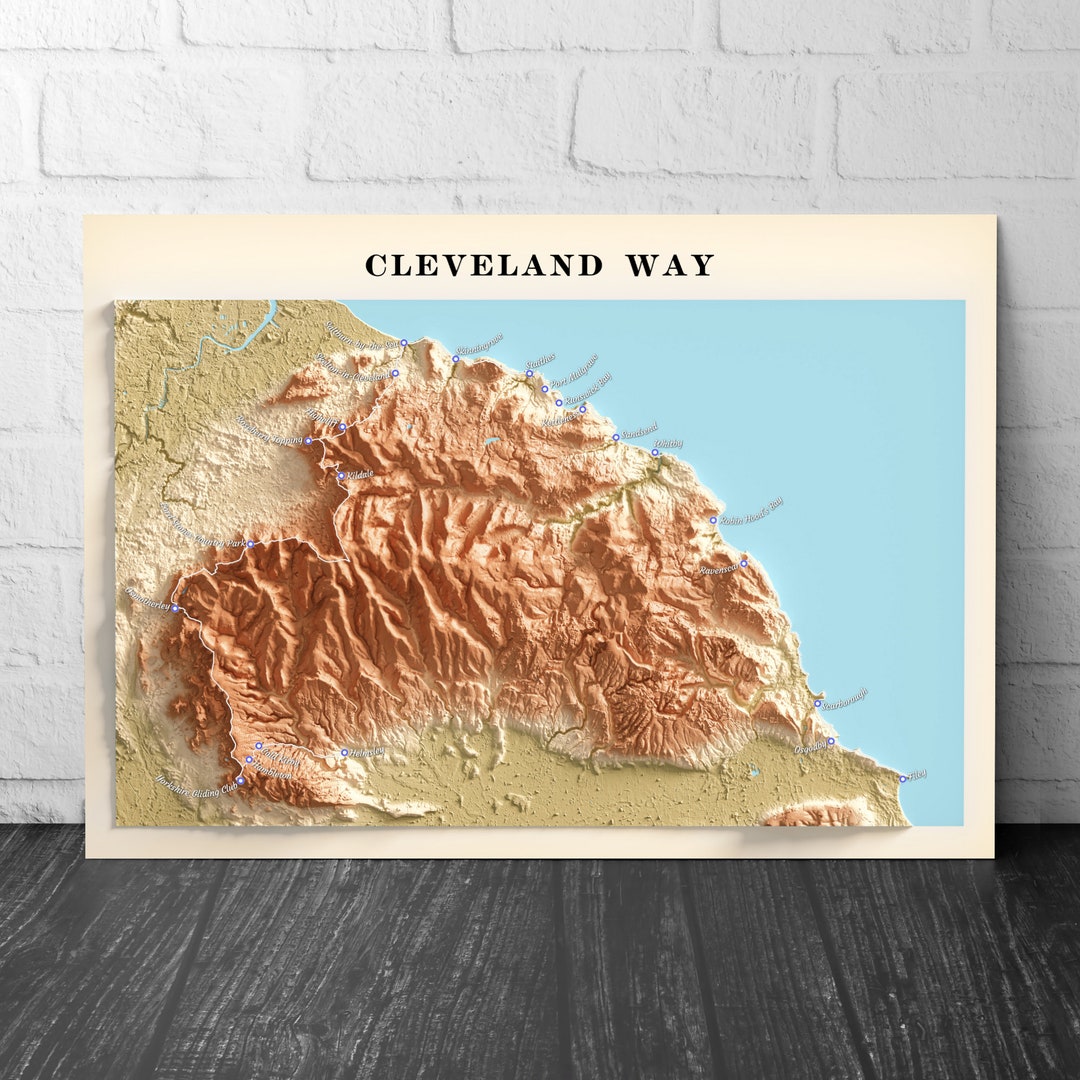 Cleveland Way Map Print | National Trail | Trail Map | Wall Art ...