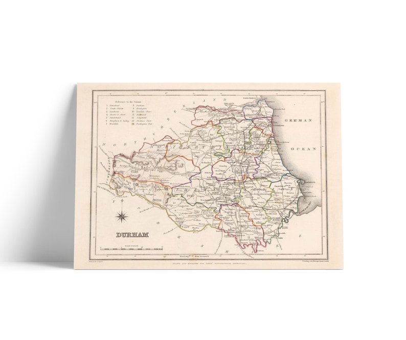 Map of Durham (1844) by Samuel Lewis – Historical County Map ...