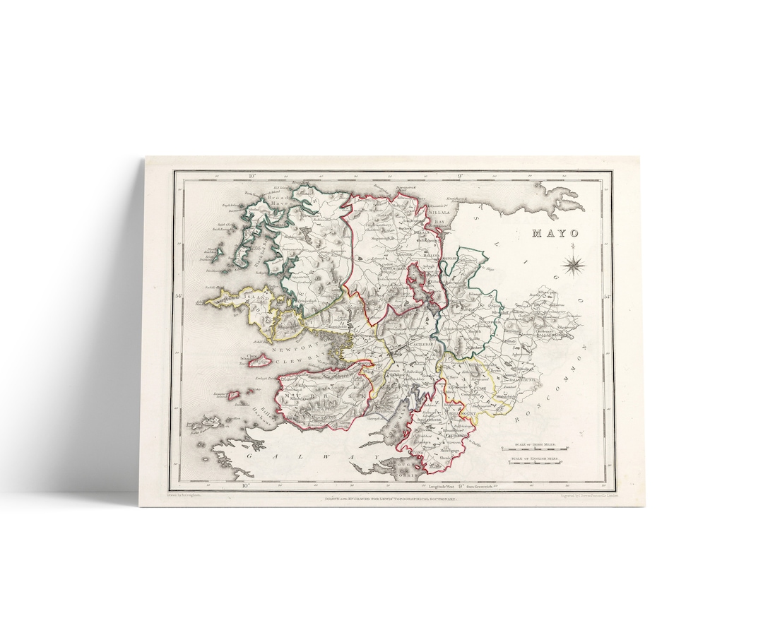 County Mayo Map - Ireland 1846 - Hollymount - Ballinrobe - Murrisk ...