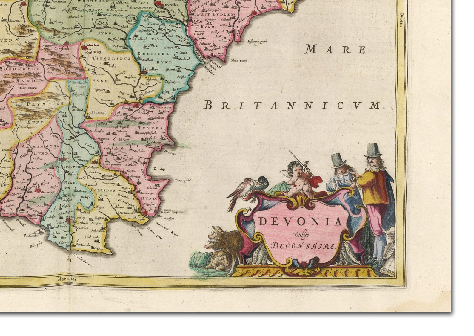 Old Devon Map | Devonia Vulgo Devon-shire | Ancient Map by J. Blaeu ...