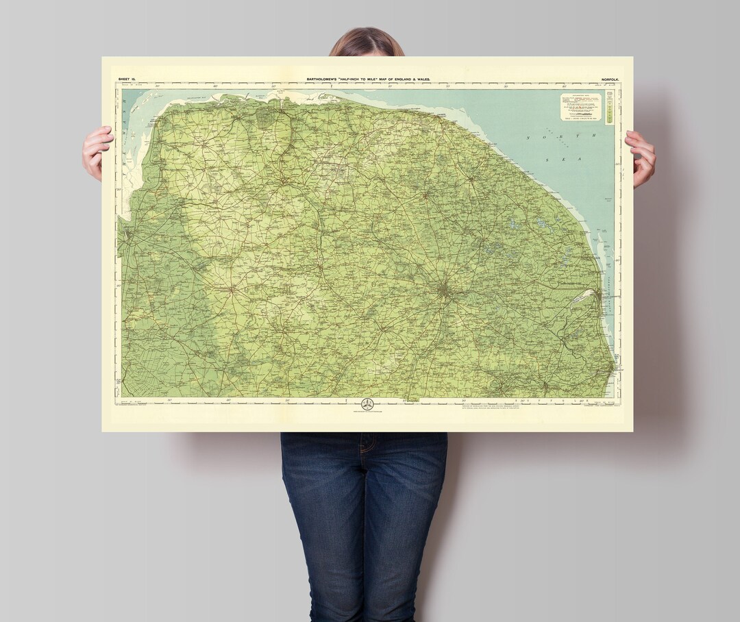 Old Norfolk Map | 1903 | English Maps | Bartholomew Poster Wall Art ...