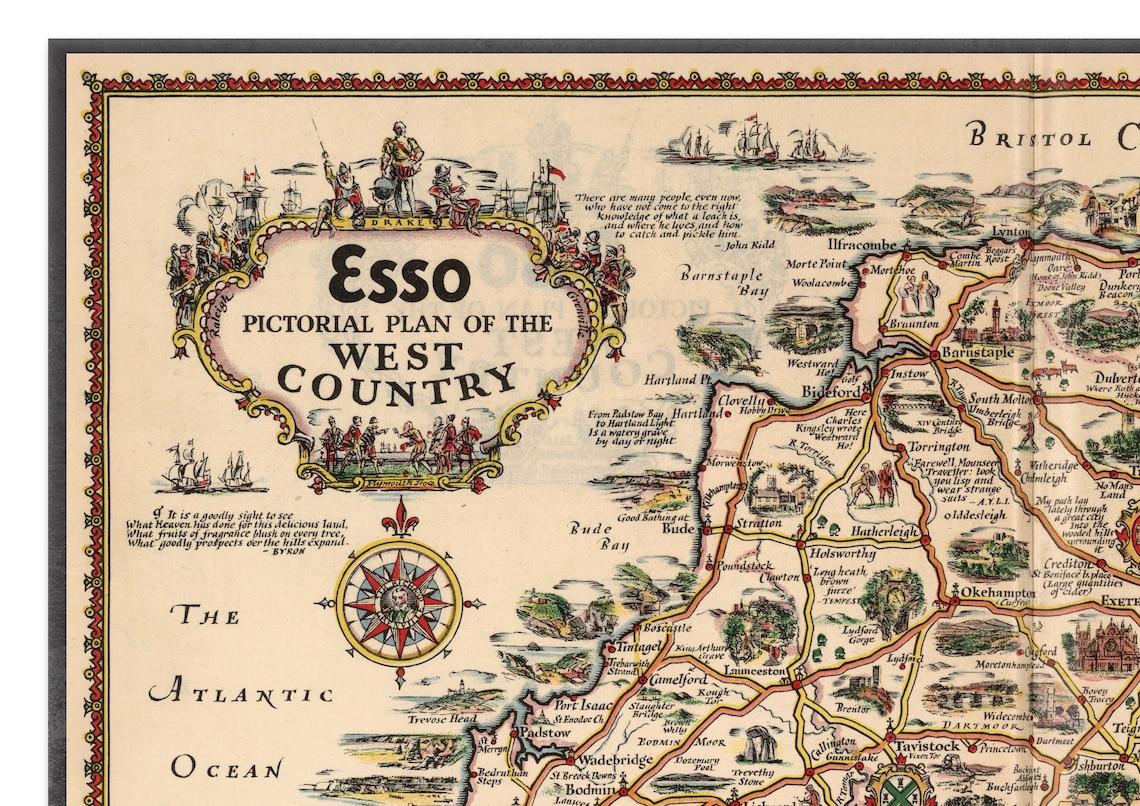 Pictorial Plan of the West Country. an Esso Map of the West - Etsy UK