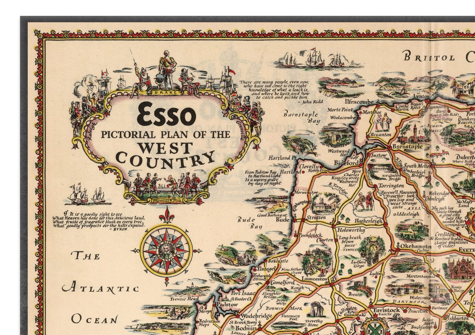 Pictorial Plan of the West Country. | an Esso Map of the West Country ...