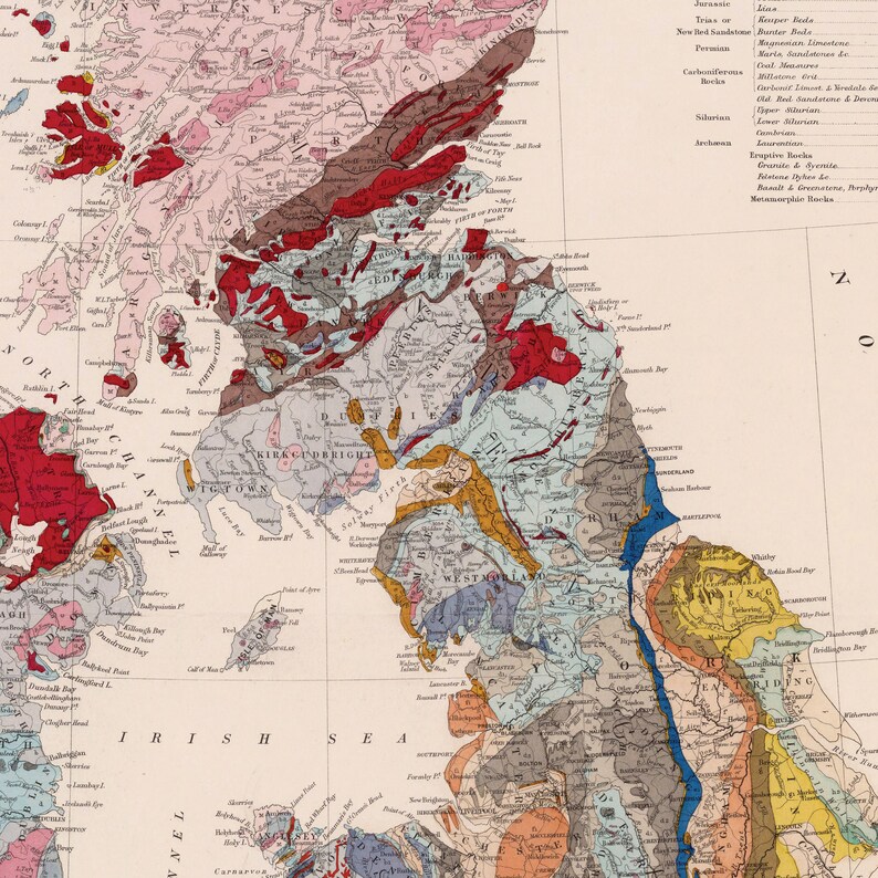 A Geological Map of the British Isles - Vintage Geology Print of the UK ...