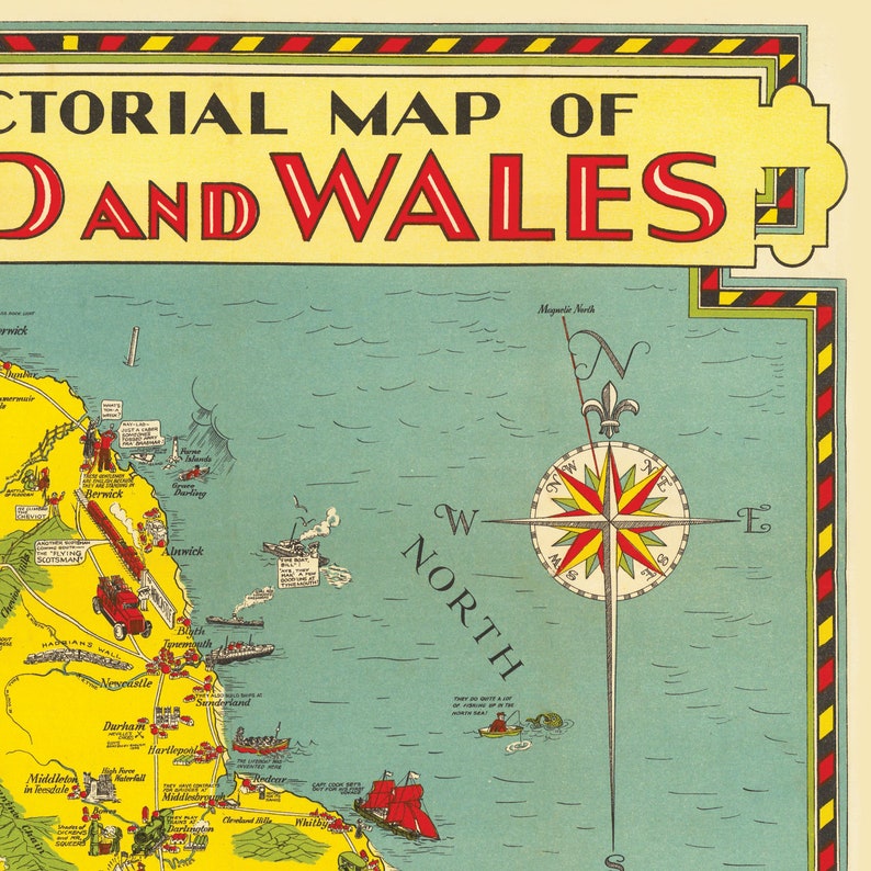 The New Pictorial Map of England and Wales - 1935 - Vintage Map ...