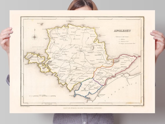 Old Map of Anglesey 1844 Wales Poster Welsh Map Gift - Etsy