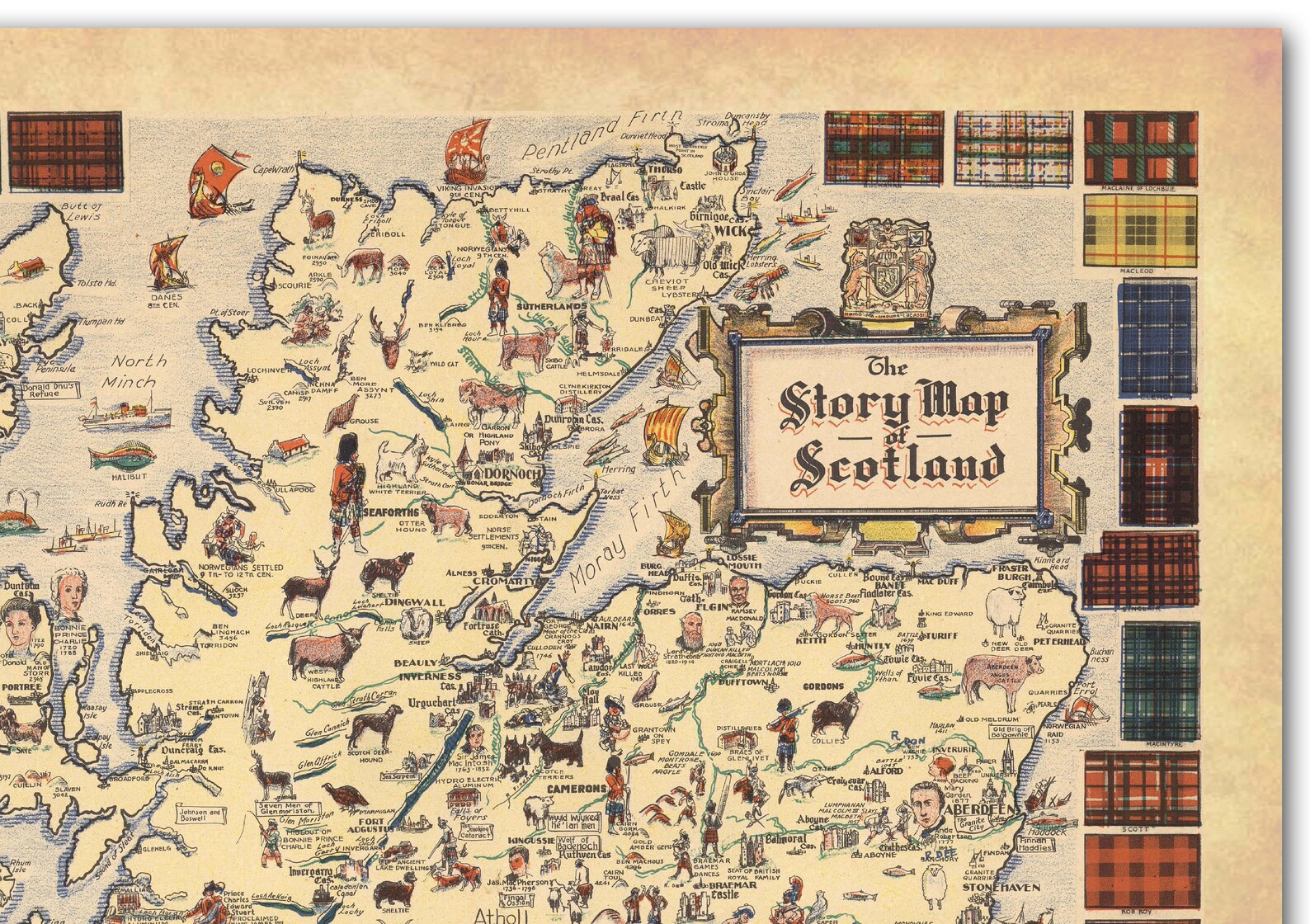 Story Map of Scotland Vintage Map Reproduction | Vintage Poster Wall ...