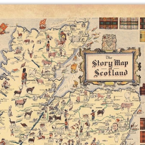 Story Map of Scotland Vintage Map Reproduction | Vintage Poster Wall ...
