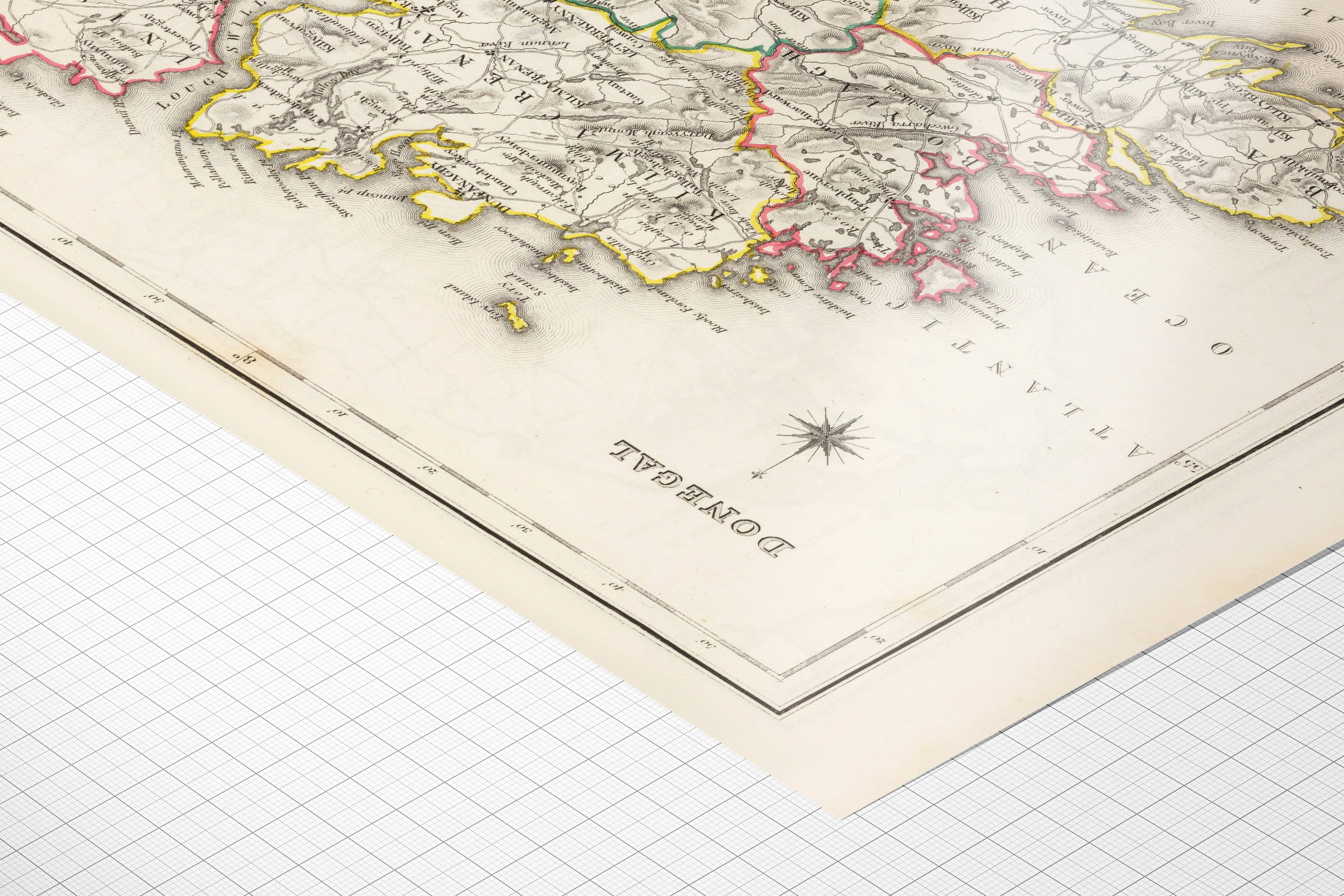 Donegal Map Old Vintage Irish Print Donegal County Banagh - Etsy UK