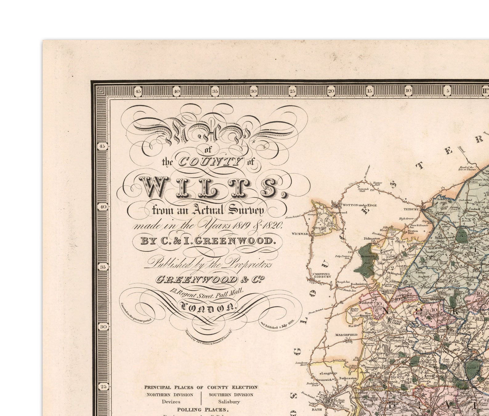 Wiltshire Map Map of the county of Wilts : from an actual | Etsy
