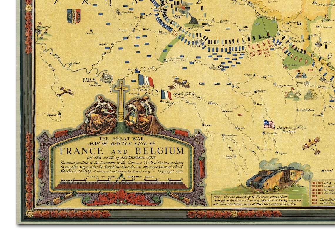 The Great War Map Historic WW1 War Poster Ernest Clegg | Etsy UK