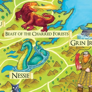 Illustrated Map of Scottish Mythology - Featuring Mythical Beasts and ...