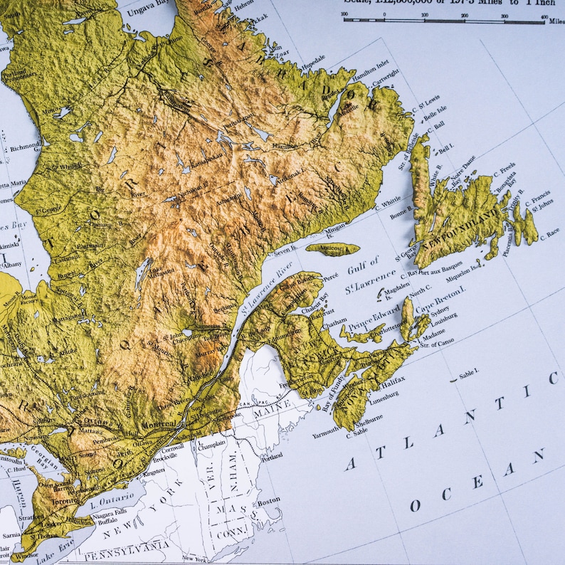 Canada Map - 2D Shaded Relief Map With 3D Effect - Bartholomew Print ...