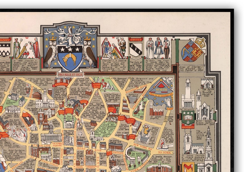 Leeds Map Historical Pictorial Map : Leeds From A.D. 1626 | Etsy