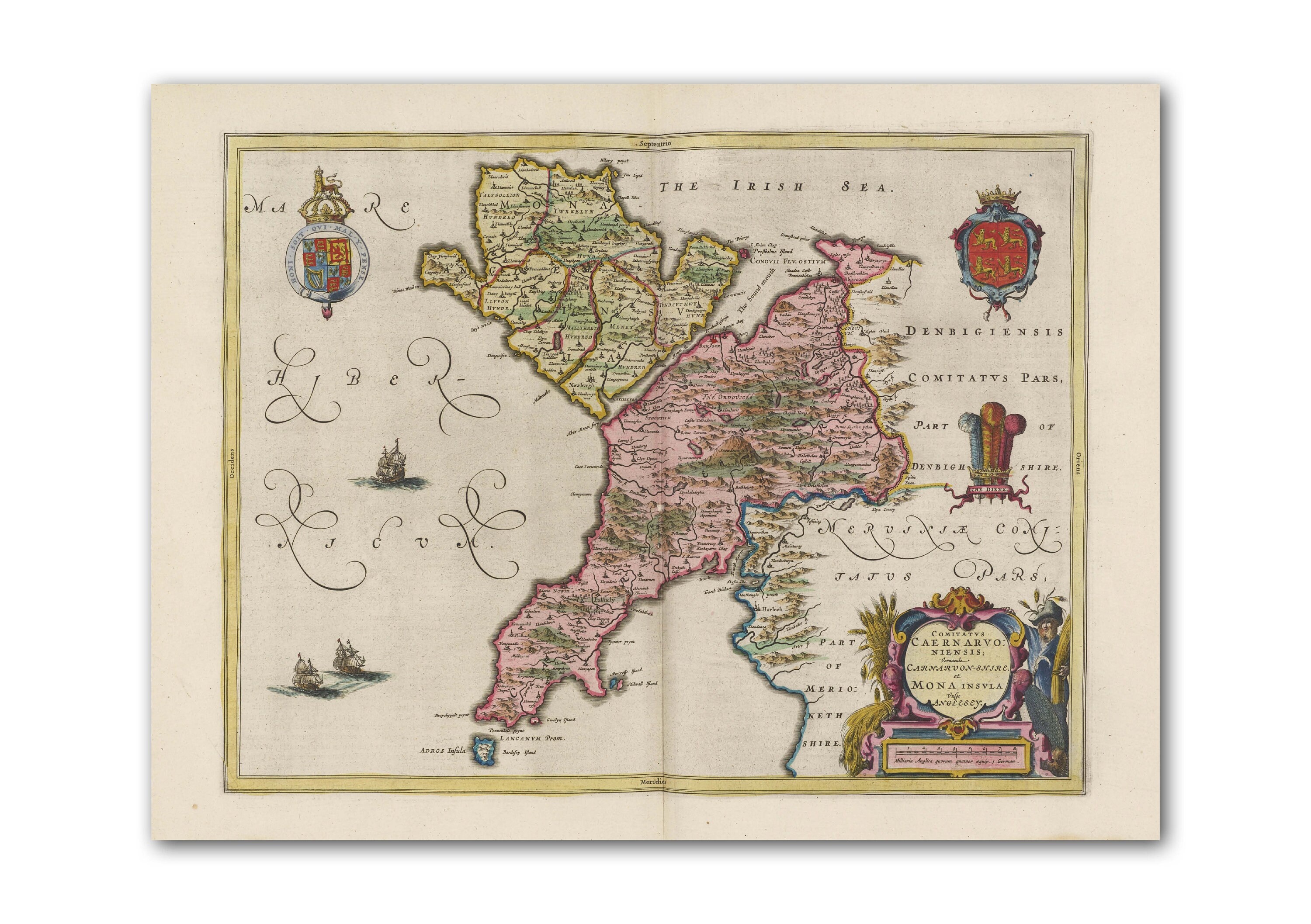 Caernarfonshire Map | Comitatvs Caernarvoniensis | Ancient Map by J ...