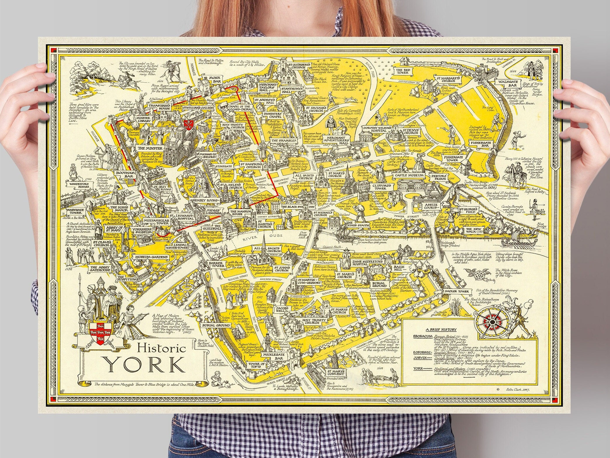 Historic York | Old Vintage England | British Pictorial Map | Jorvik ...