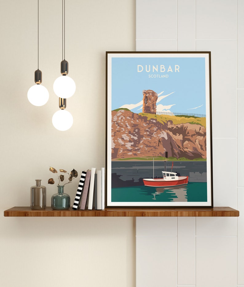 Dunbar Print - Travel Poster - Firth of Forth - Dunbar Harbour ...