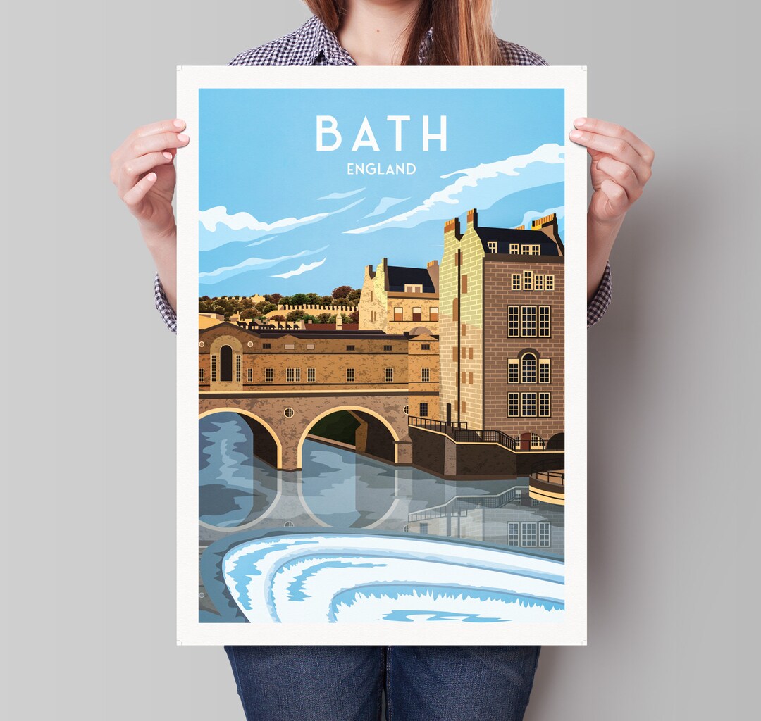 Bath Print - Pulteney Bridge Travel Poster - River Avon - Somerset ...