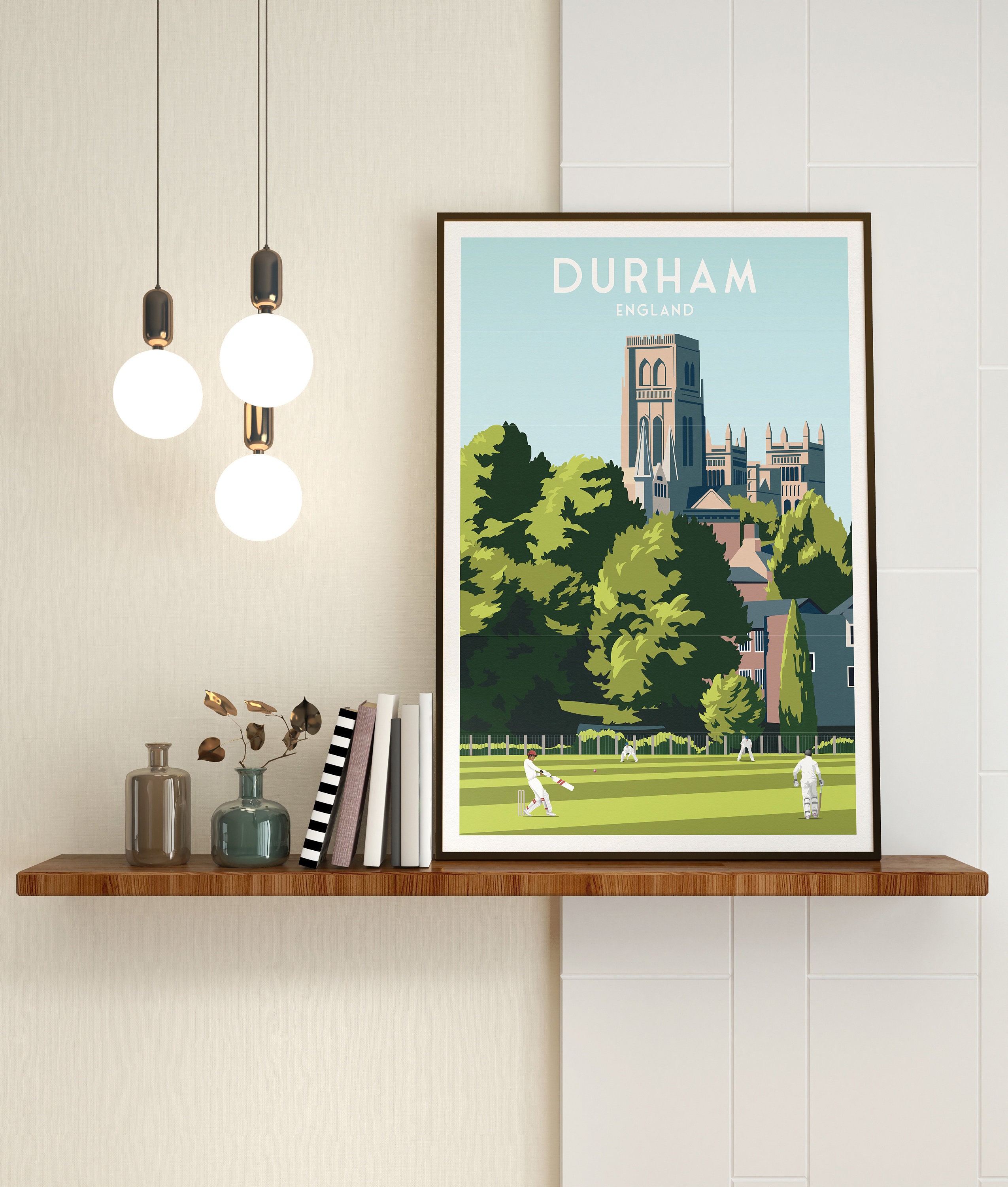 Durham Print - Cricket Match - Durham Cathedral - England Travel Poster ...