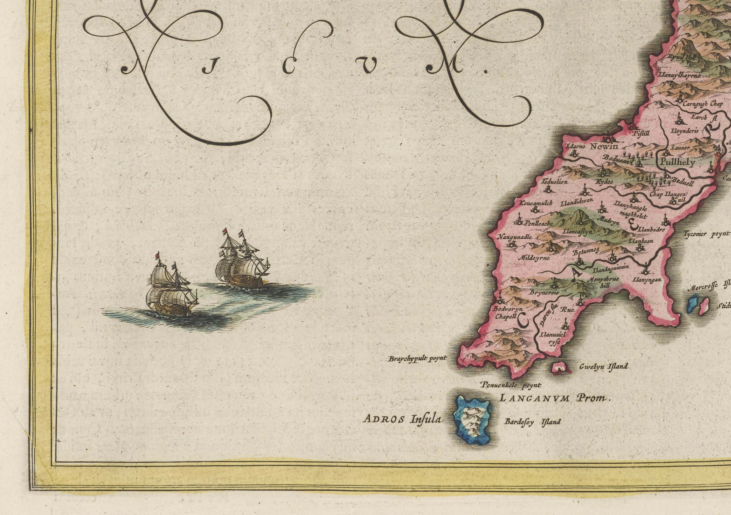Caernarfonshire Map | Comitatvs Caernarvoniensis | Ancient Map by J ...