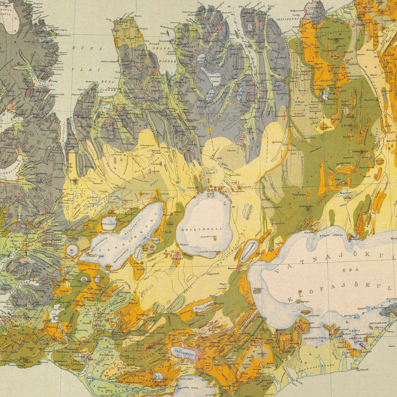 Geological Map of Iceland Old Iceland Map Nordic Print | Etsy UK