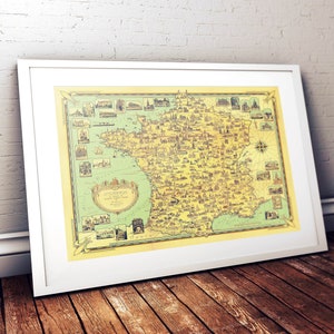 Old Map of France, 1935 Print of France by Ernest Dudley Chase, Home ...