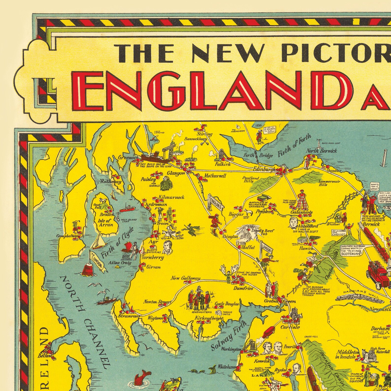 The New Pictorial Map of England and Wales - 1935 - Vintage Map ...