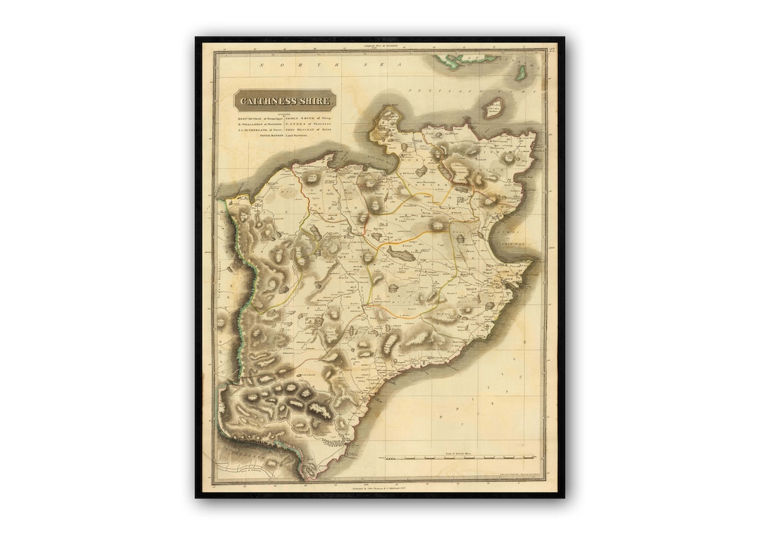 Caithness Map | Old Antique Map | 1832 | Old Map Wall Print| Poster ...