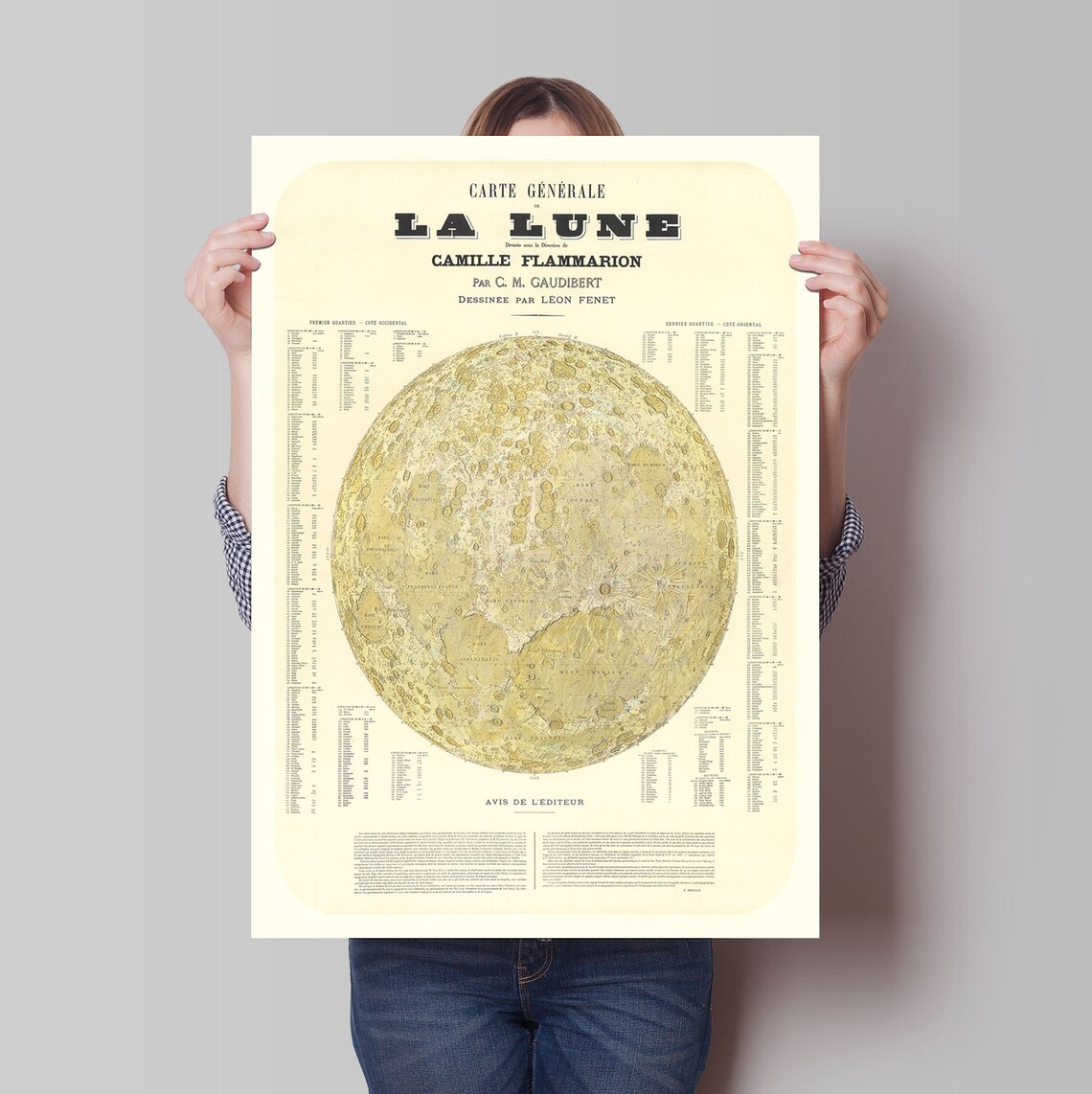 Moon Map Poster Illustrated Print Showing Craters Lunar Map - Etsy UK