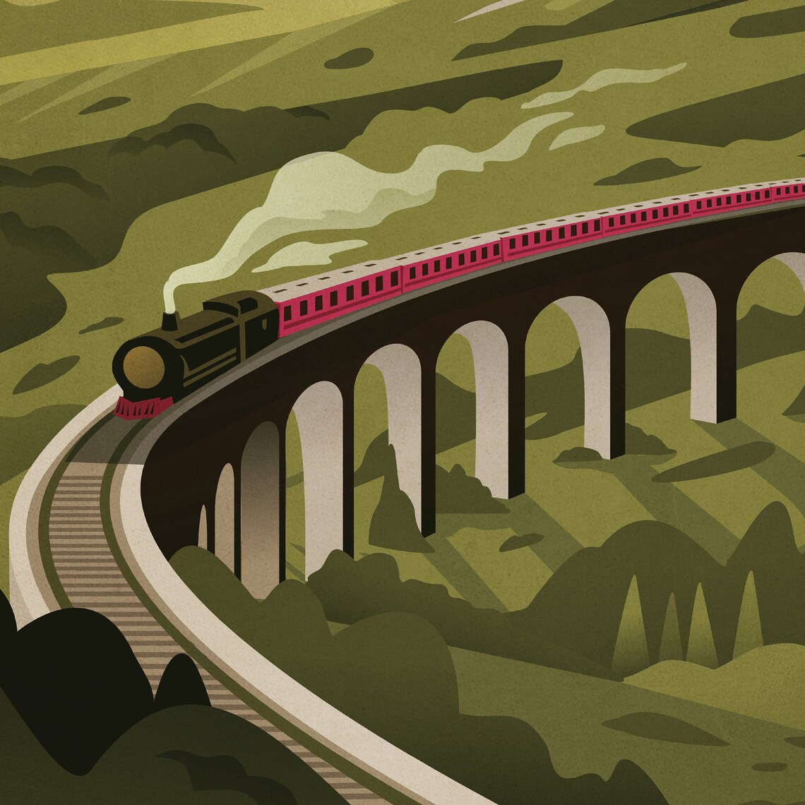Glenfinnan Viaduct Poster, Railway Bridge Poster Vintage Jacobite Steam ...
