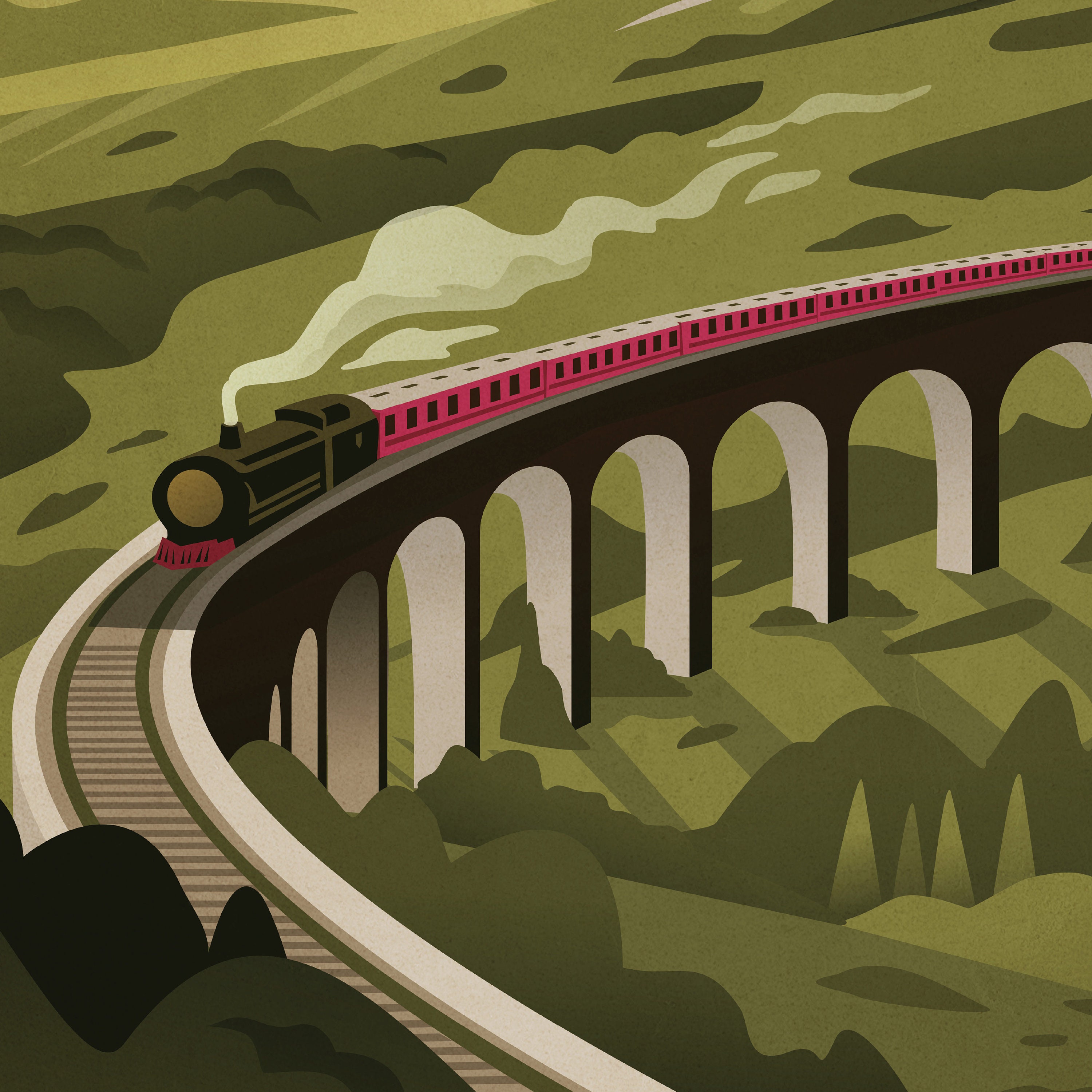 Glenfinnan Viaduct Poster, Railway Bridge Poster Vintage Jacobite Steam ...
