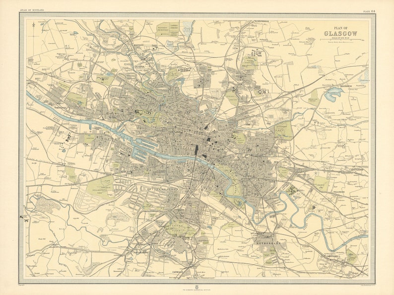 Old Map of Glasgow Scotland 1912 Vintage Poster Wall Art - Etsy UK
