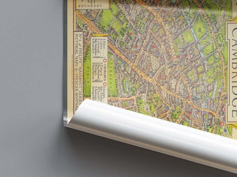 A Pictorial Map of Cambridge Vintage Antique 1929 Old - Etsy