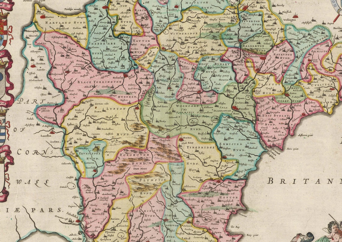 Old Devon Map Devonia Vulgo Devon-shire Ancient Map by J. - Etsy UK