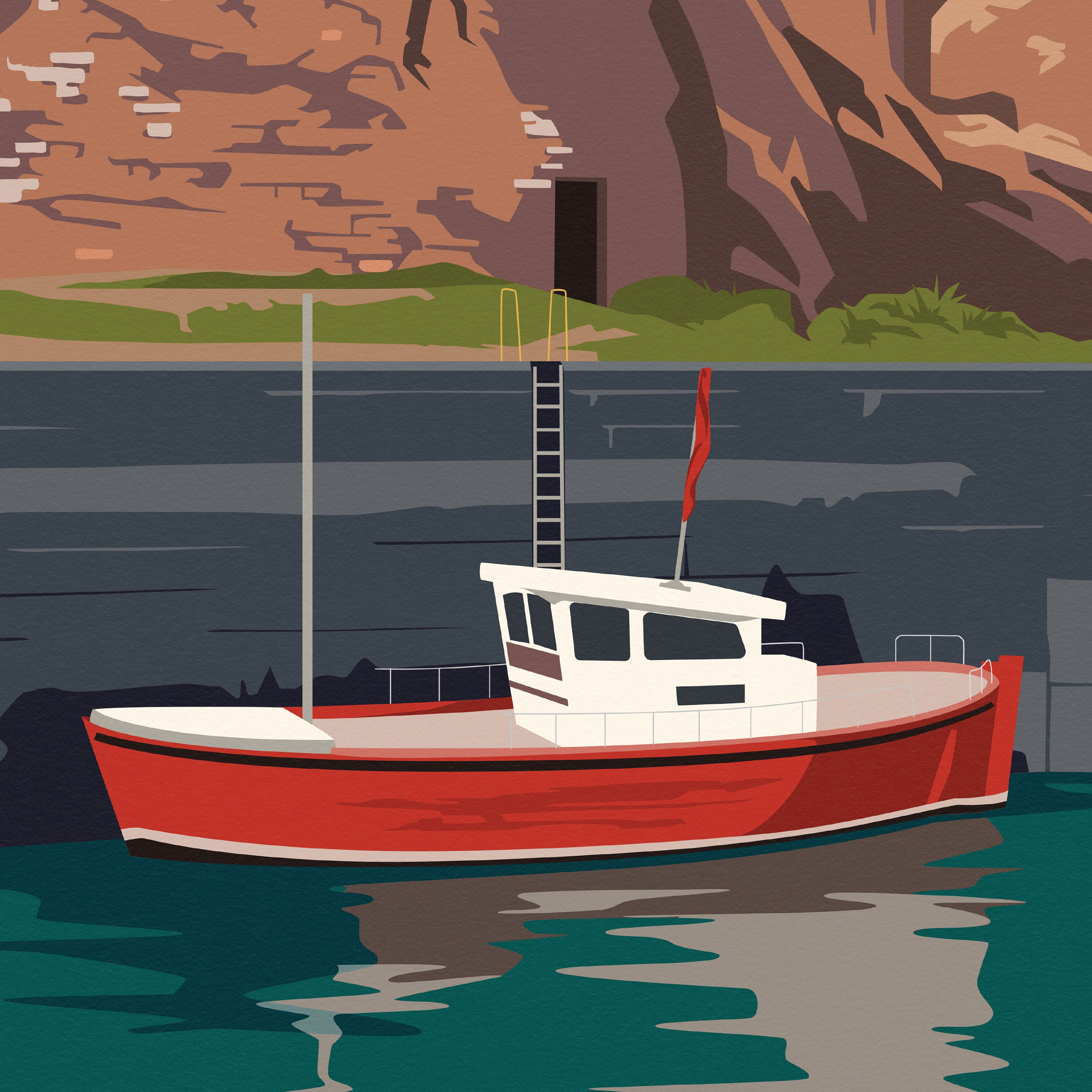 Dunbar Print - Travel Poster - Firth of Forth - Dunbar Harbour ...