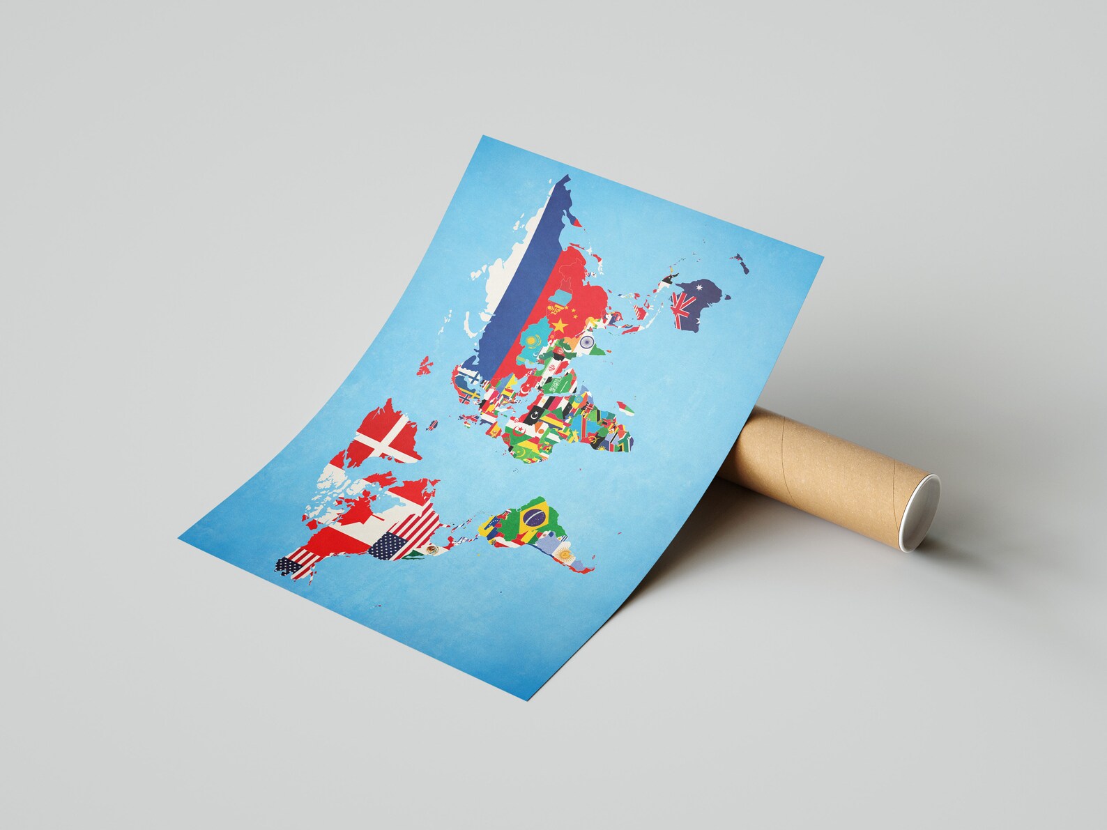 World Map of Flags Country Map Poster Educational Art Kid's Room ...