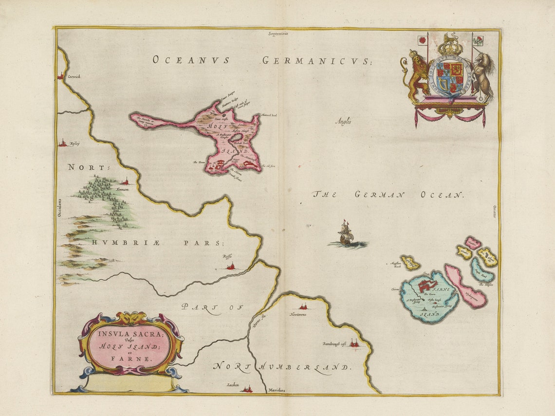 The Holy Island of Lindisfarne Map Ancient Lindifarne Map | Etsy