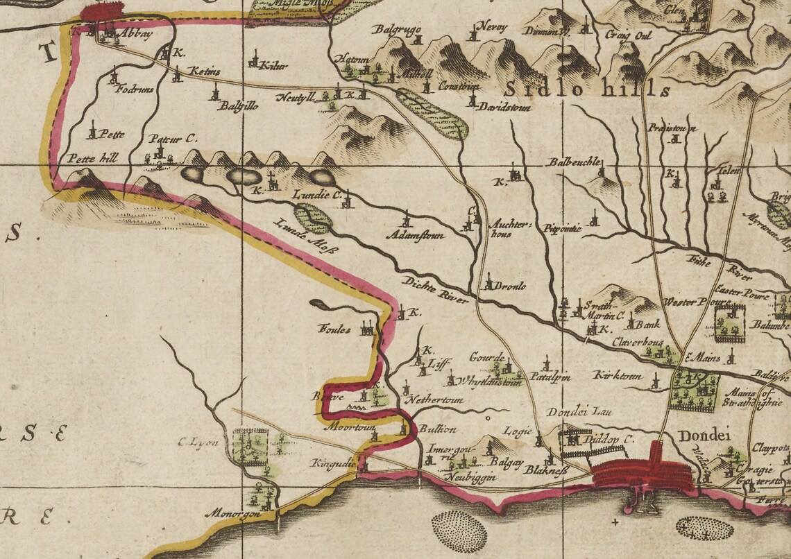 Old Angus Map Angusia Provincia Scotiae Sive the Shire of - Etsy Canada