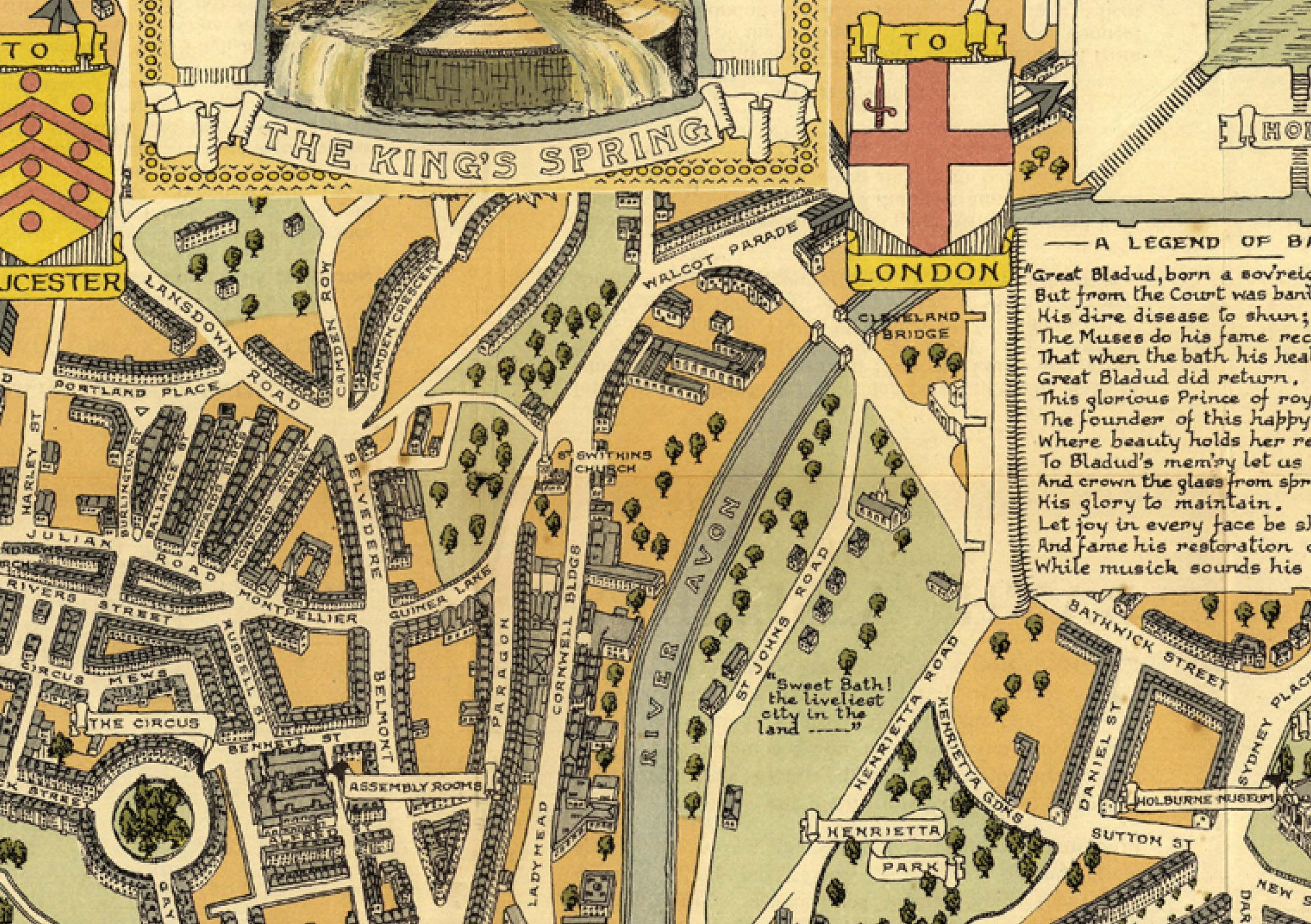 Bath Map - Pictorial Map of the Historic City of Bath -bath Illustrated ...