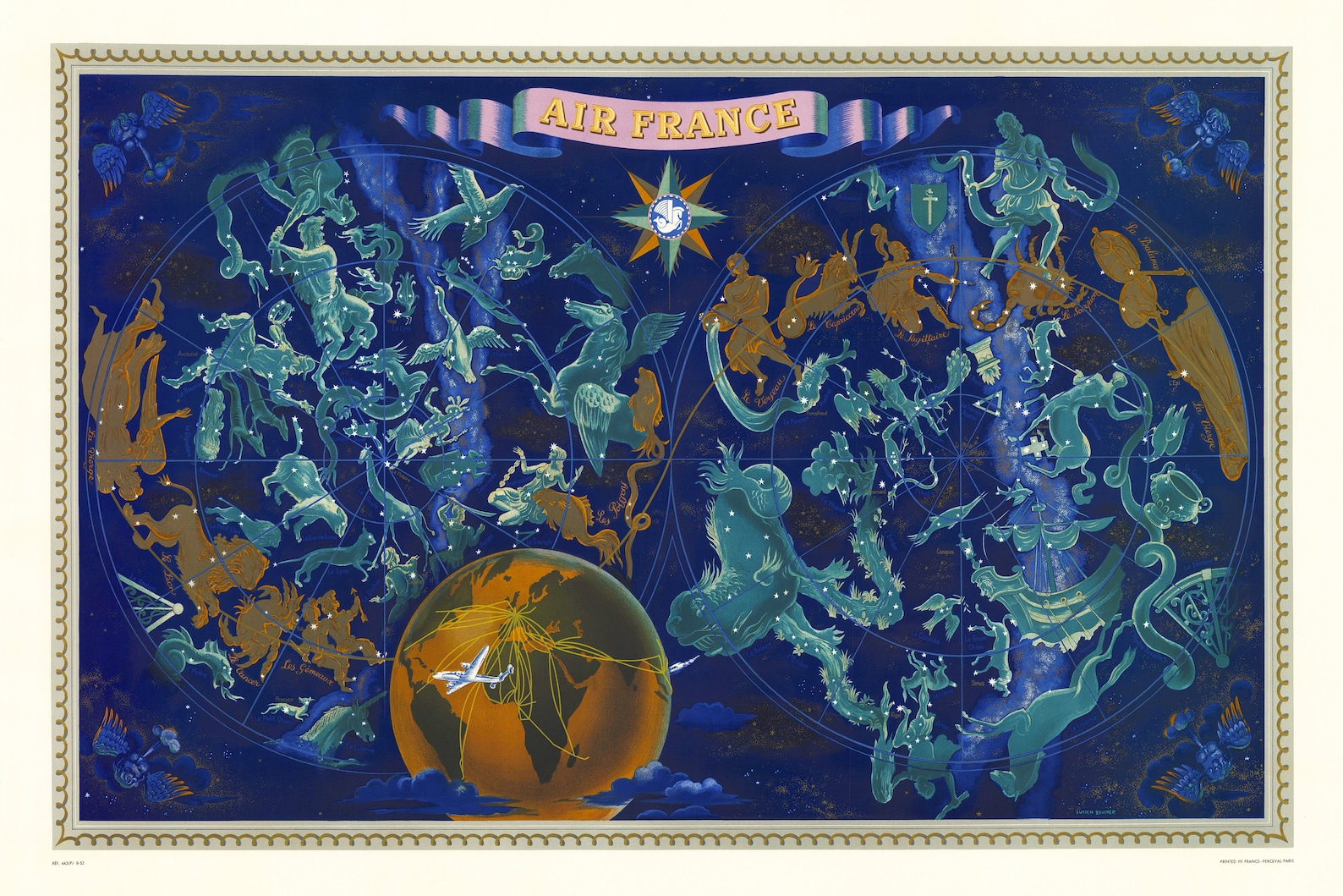 Air France Constellations Map- Illustrated Poster of the Constellations ...