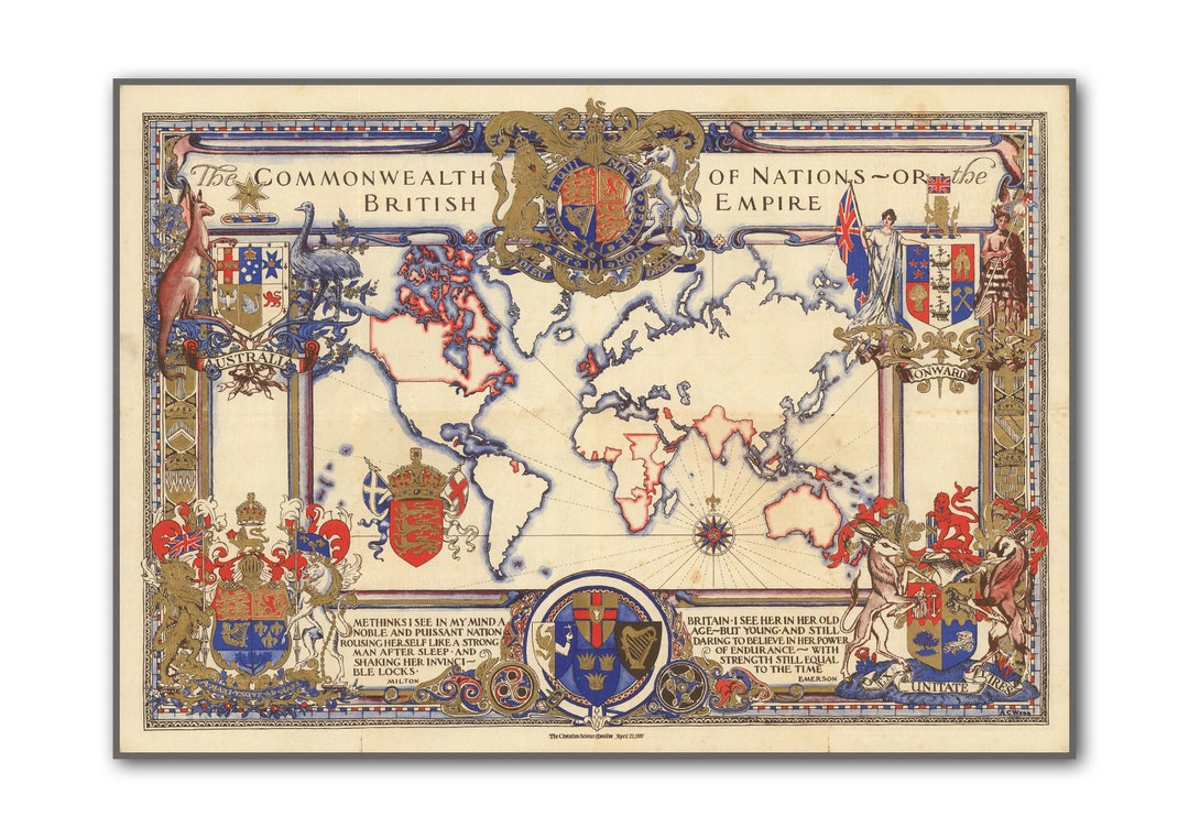 Commonwealth of Nations Map; British Empire; for Coronation George VI ...