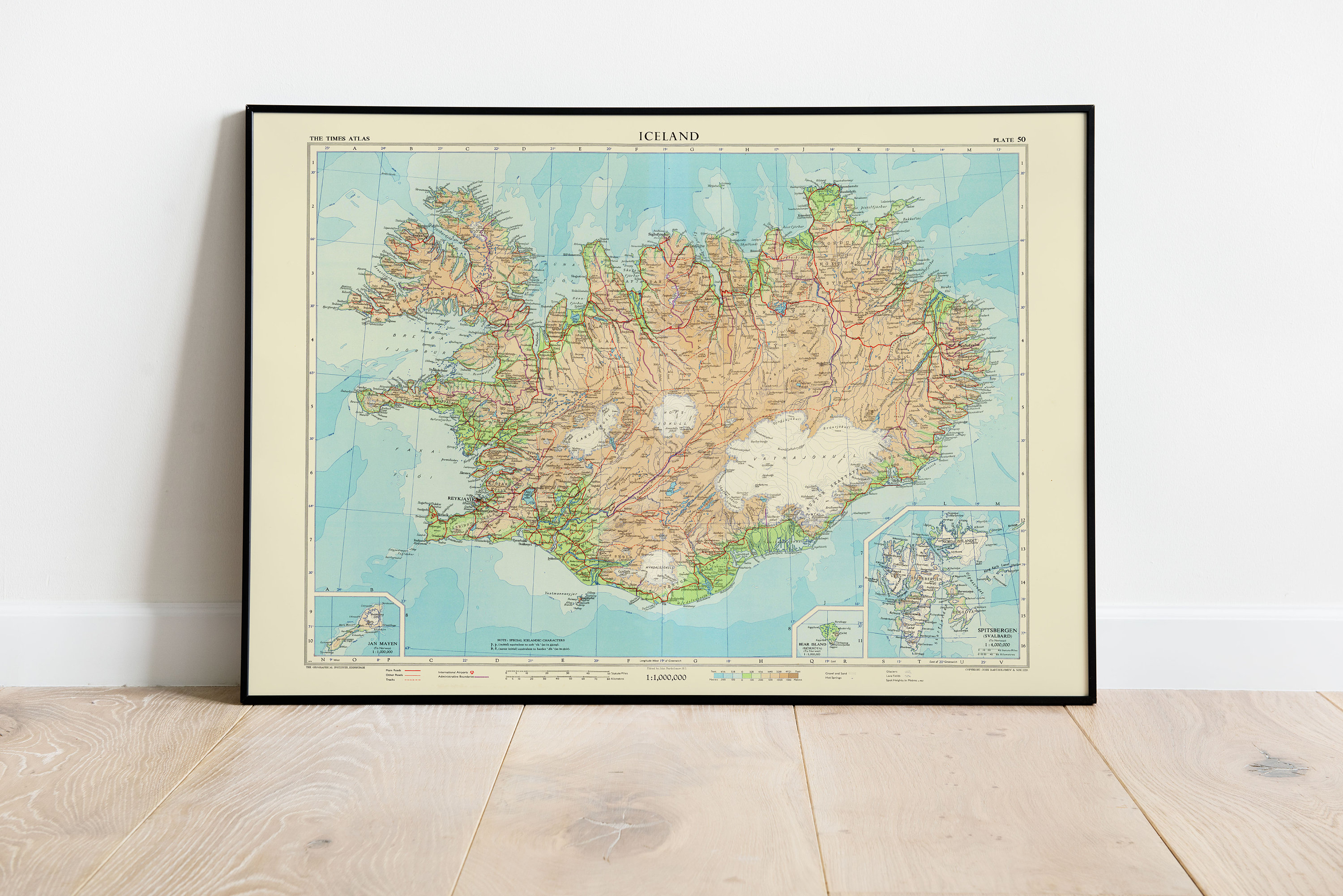 Old Map of Iceland - 1955 - Vintage Map of Iceland- Retro Map - Wall ...