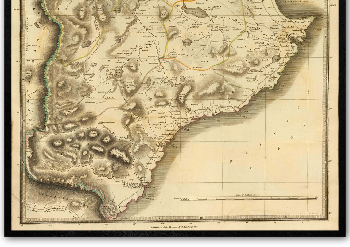 Caithness Map Old Antique Map 1832 Old Map Wall Print - Etsy UK