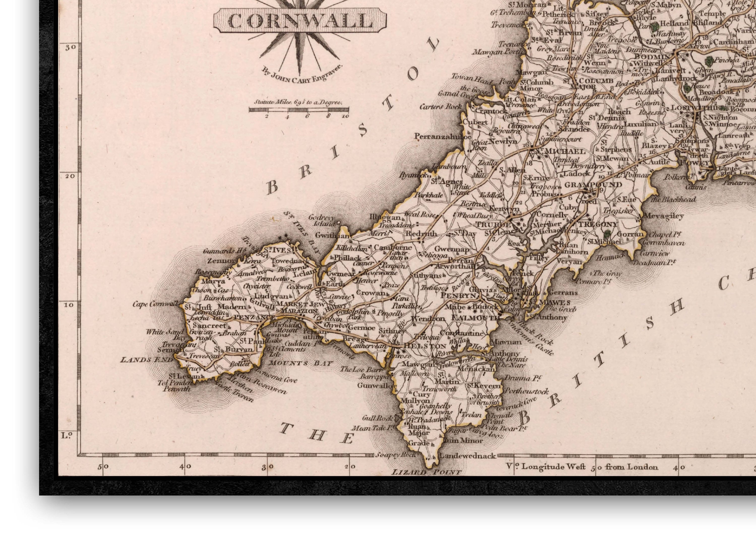 County Map of Cornwall Circa 1787 Vintage Antique Old Map - Etsy UK